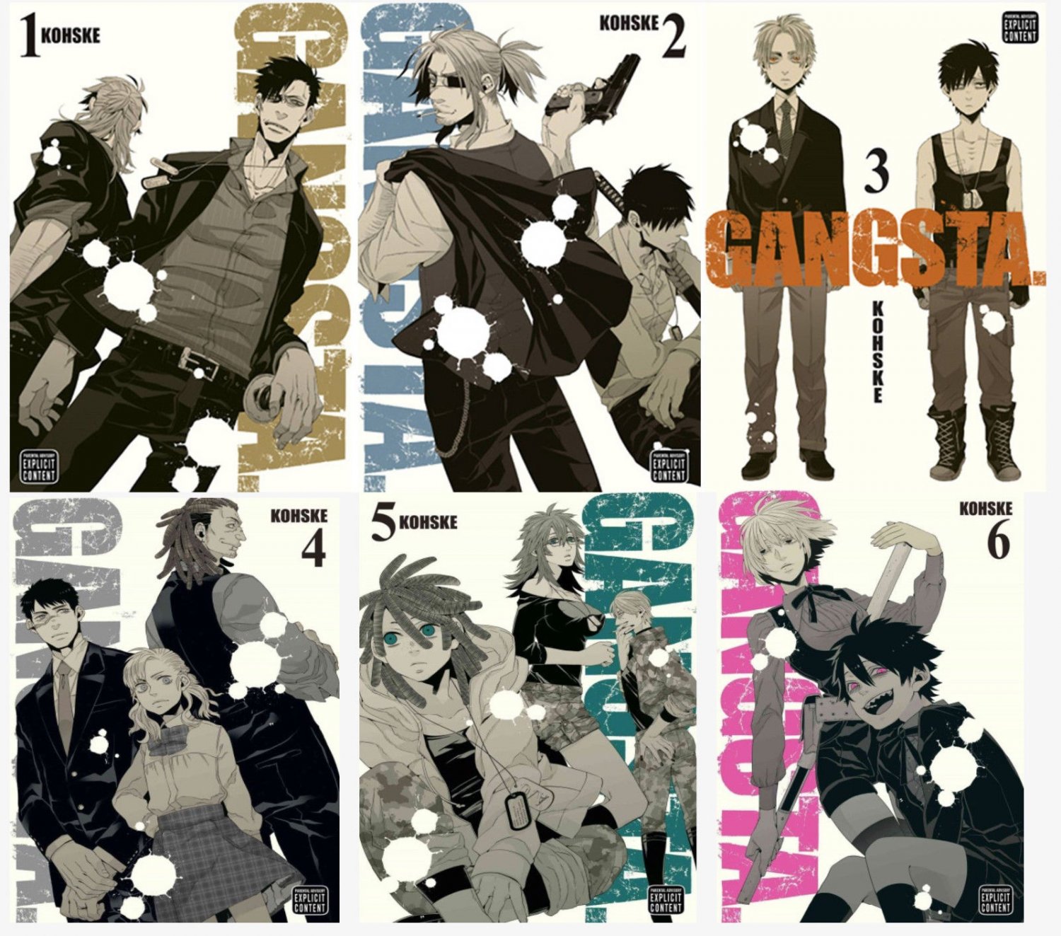 Gangsta Series EXPLICIT MANGA by Kohske Collection Set Volumes 1-6!
