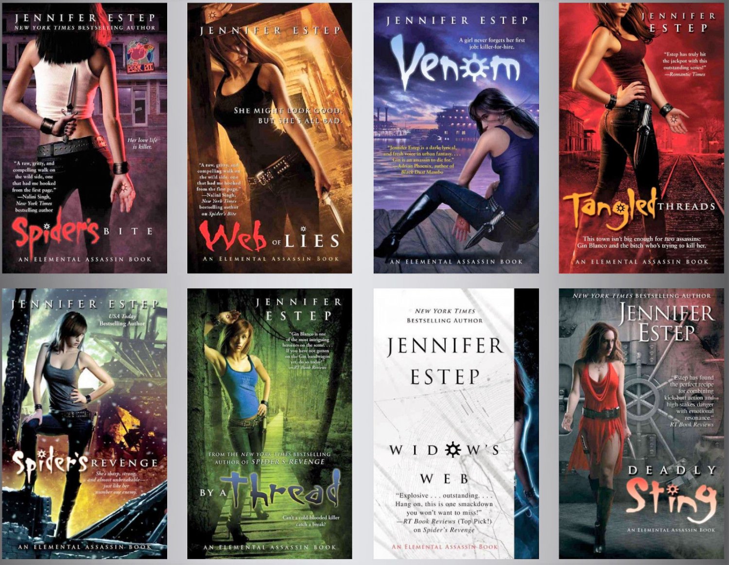 Jennifer Estep ELEMENTAL ASSASSIN Paranormal Series Paperback Book Set ...