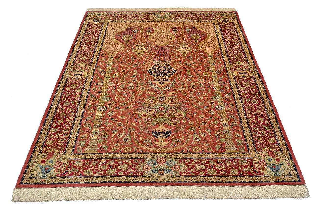 GHOM ghandil design Persian silk carpet/rug qom handmade 100% pure silk ...