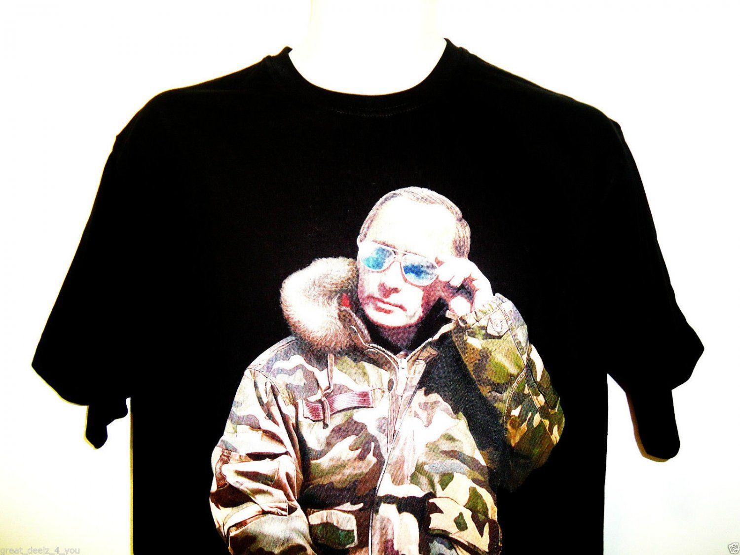 VLADIMIR - PUTIN - RUSSIA - MEDIUM - CAMO - BLACK - MILITARY - T-SHIRT ...