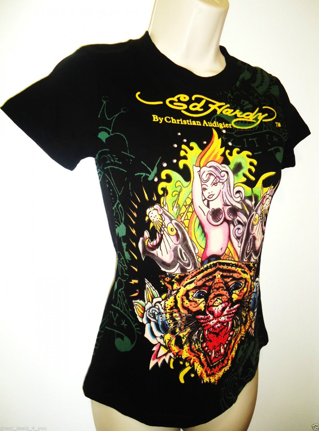 ED HARDY - CHRISTIAN AUDIGIER - MERMAID - PANTHER - GLITTER - BLACK ...