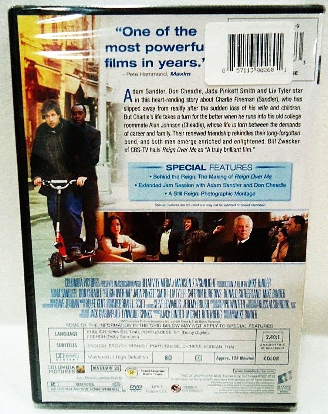REIGN OVER ME - DVD - ADAM SANDLER - DON CHEADLE - NEW - COMEDY - DRAMA ...