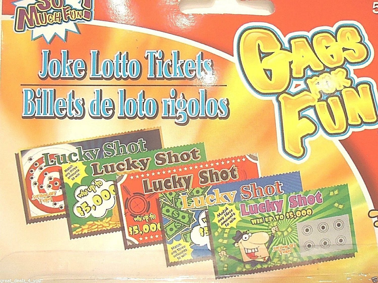 FAKE - SCRATCH OFF - LOTTERY - TICKETS - 5 PACK - JOKE - TICKETS - GAG ...