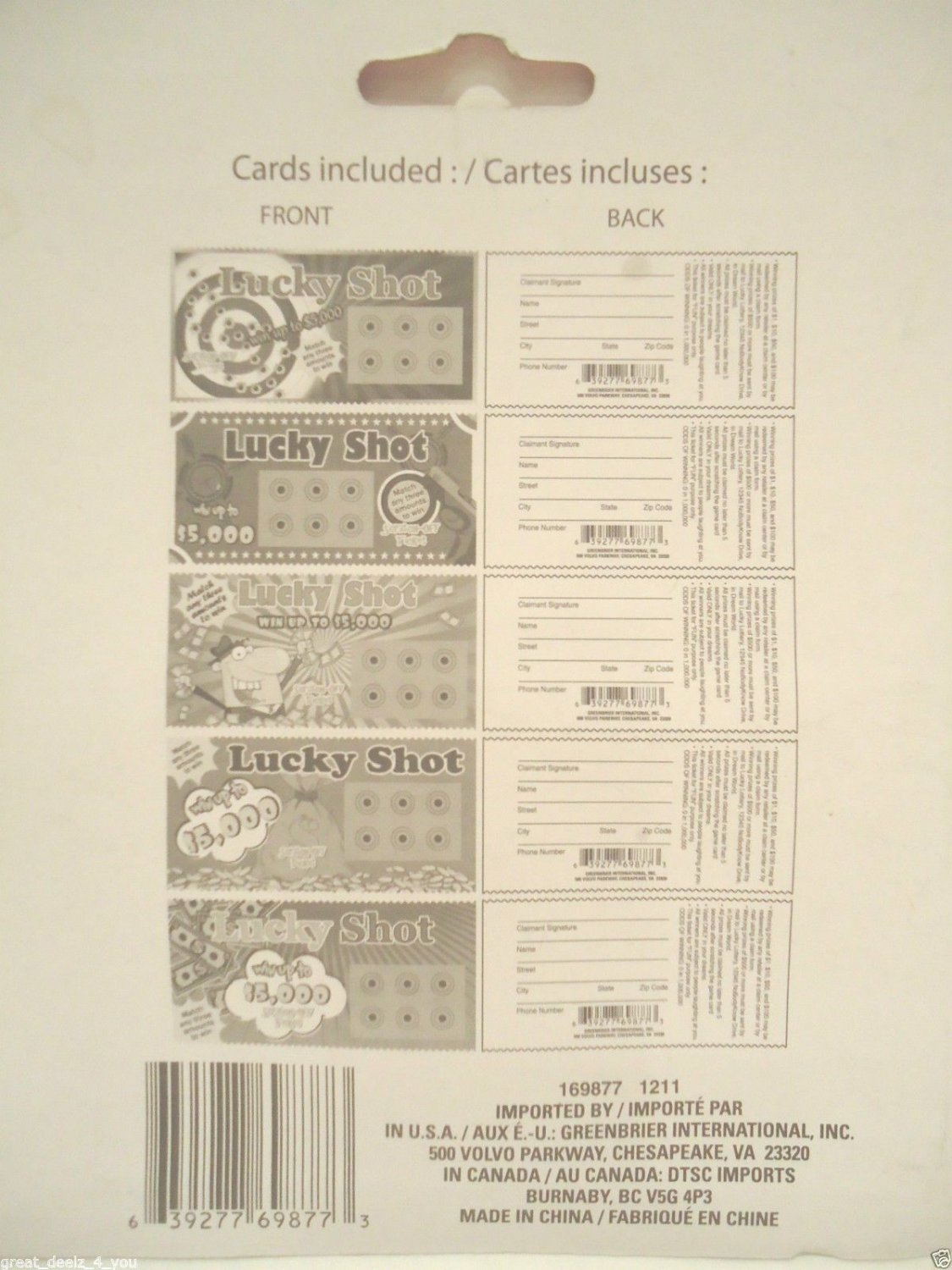 FAKE - SCRATCH OFF - LOTTERY - TICKETS - 5 PACK - JOKE - TICKETS - GAG ...