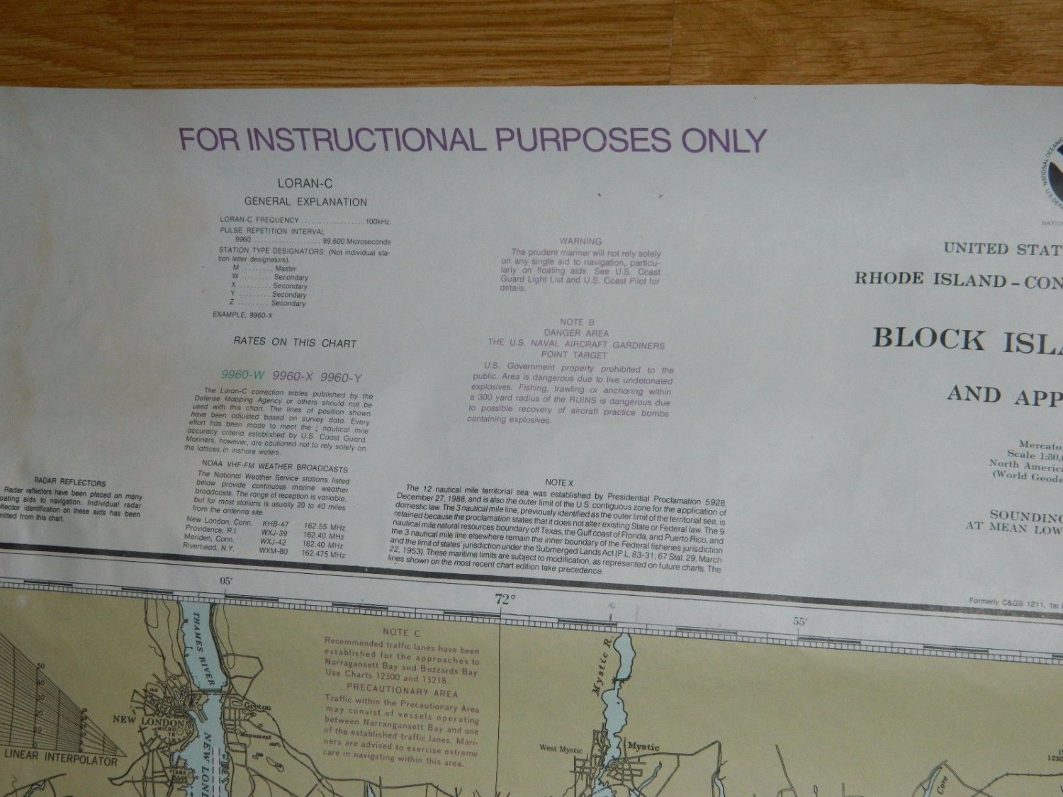 NOAA Sounding Map - Block Island Sound and Approaches - 1991 - Nautical