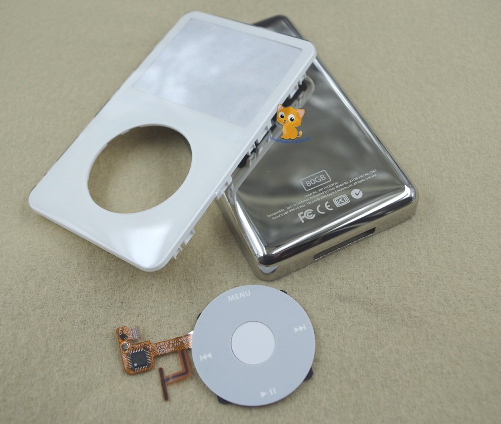 80GB Full Set White Front Faceplate Cover Back Housing Case Clickwheel ...