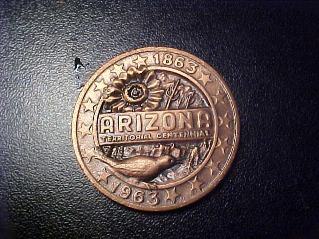 1863-1963 ARIZONA TERRITORIAL CENTENNIAL BRONZE MEDAL! GG120TXX