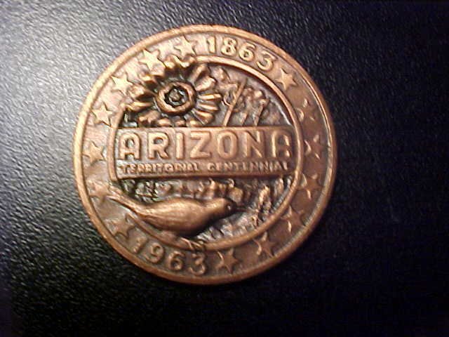 1863-1963 ARIZONA TERRITORIAL CENTENNIAL BRONZE MEDAL! GG120TXX