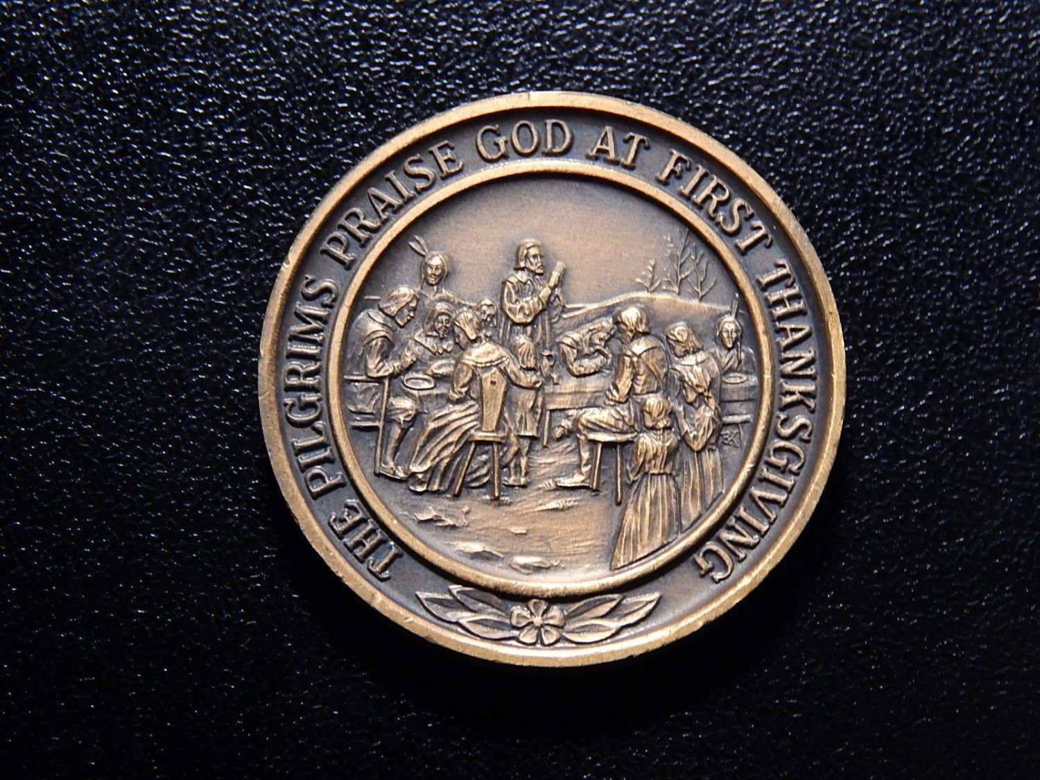 THE PILGRIM PRAISE GOD AT FIRST THANKSGIVING NOVEMBER 1621 MEDAL ...