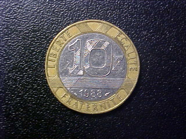 1988 LIBERTE EGALITE FRATERNITE 10 FRANCS COIN! - EE55UXX