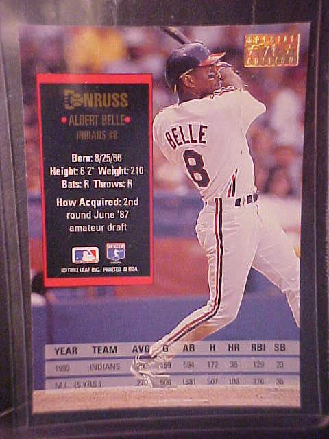 ALBERT BELLE ORIG SIGNED AUTOGRAPH 1994 DONRUSS SPECIAL EDITION # 71 ...