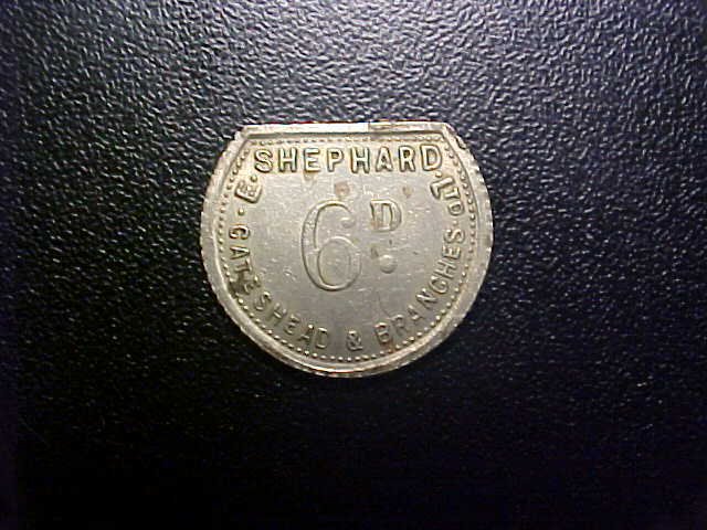 UK E SHEPHARD LTD GATESHEAD & BRANCHES 6 D TRADE TOKEN! FREE SHIPPING ...
