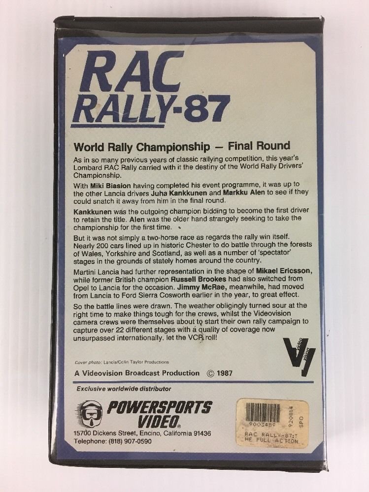 Rac Rally - 1987 VHS Video Auto Car Racing Powersports Video World ...