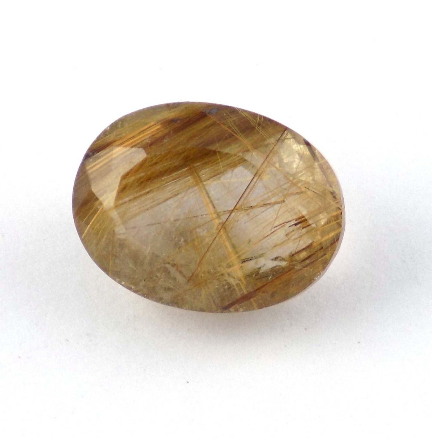 1 Pcs Natural Golden Rutile Quartz Oval 14x19mm 22.64Cts Faceted Loose ...