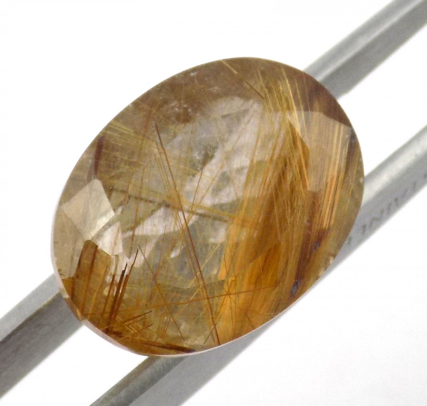 1 Pcs Natural Golden Rutile Quartz Oval 14x19mm 22.64Cts Faceted Loose ...