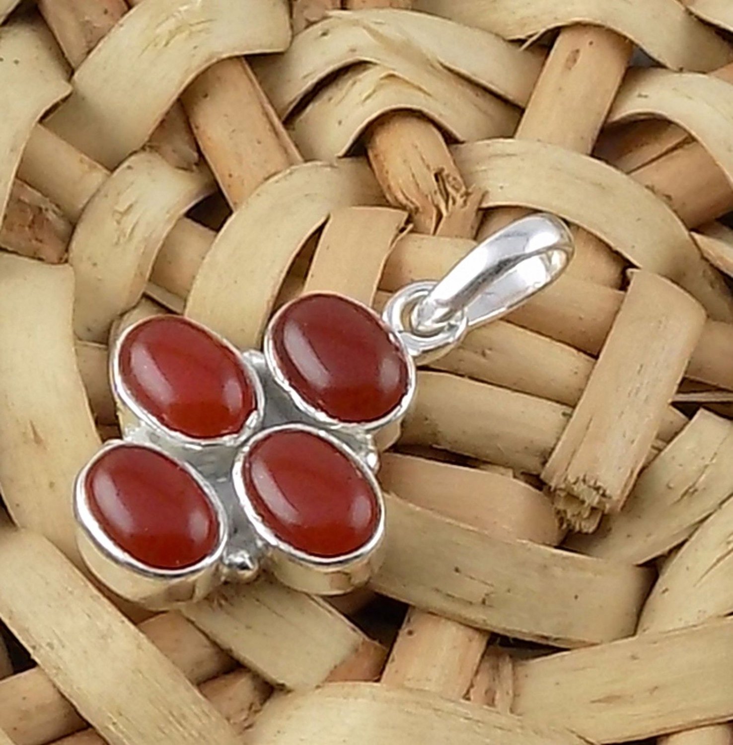 Natural Red Onyx Cabochon 5x7mm Oval Shape Gemstone 925 Sterling Silver ...