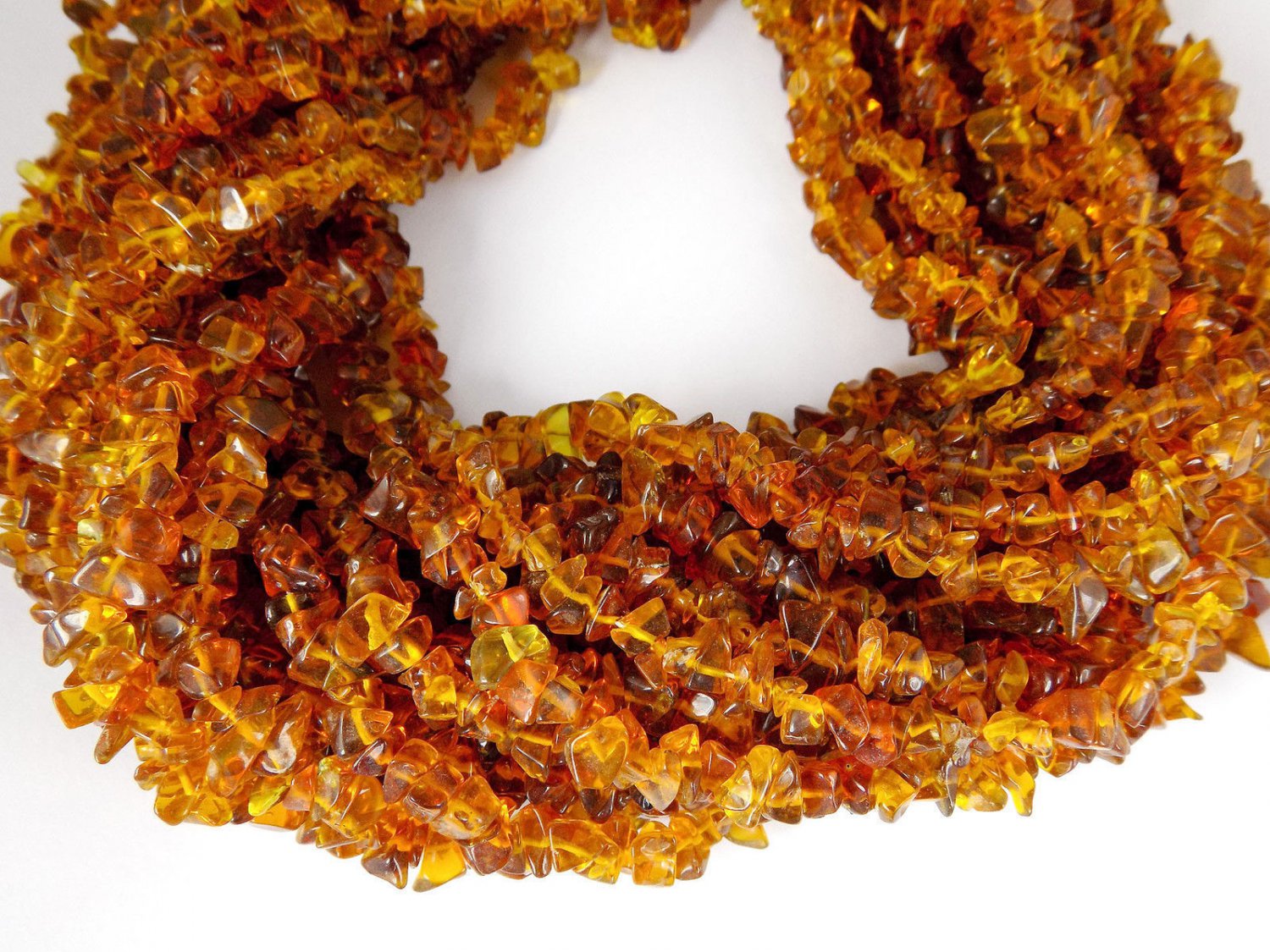 3 Strands Dark Citrine Hydro Smooth Gemstone Endless 34" Long Uncut ...