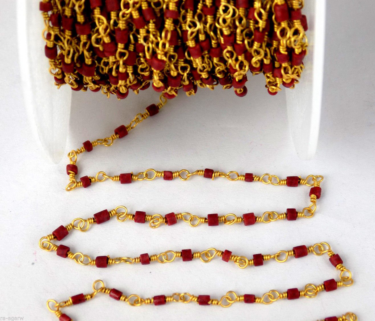 5 Feet Maroon Turquoise 1.75X.5mm-2X2.25mm 24k Gold Plated Heishi Hand Cut