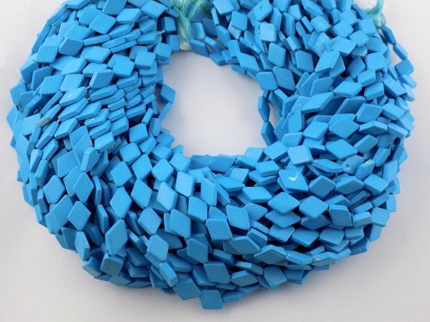 5 Strands Synthetic Turquoise 8x9-8x15mm Rhombus Shape Smooth Gemstone ...