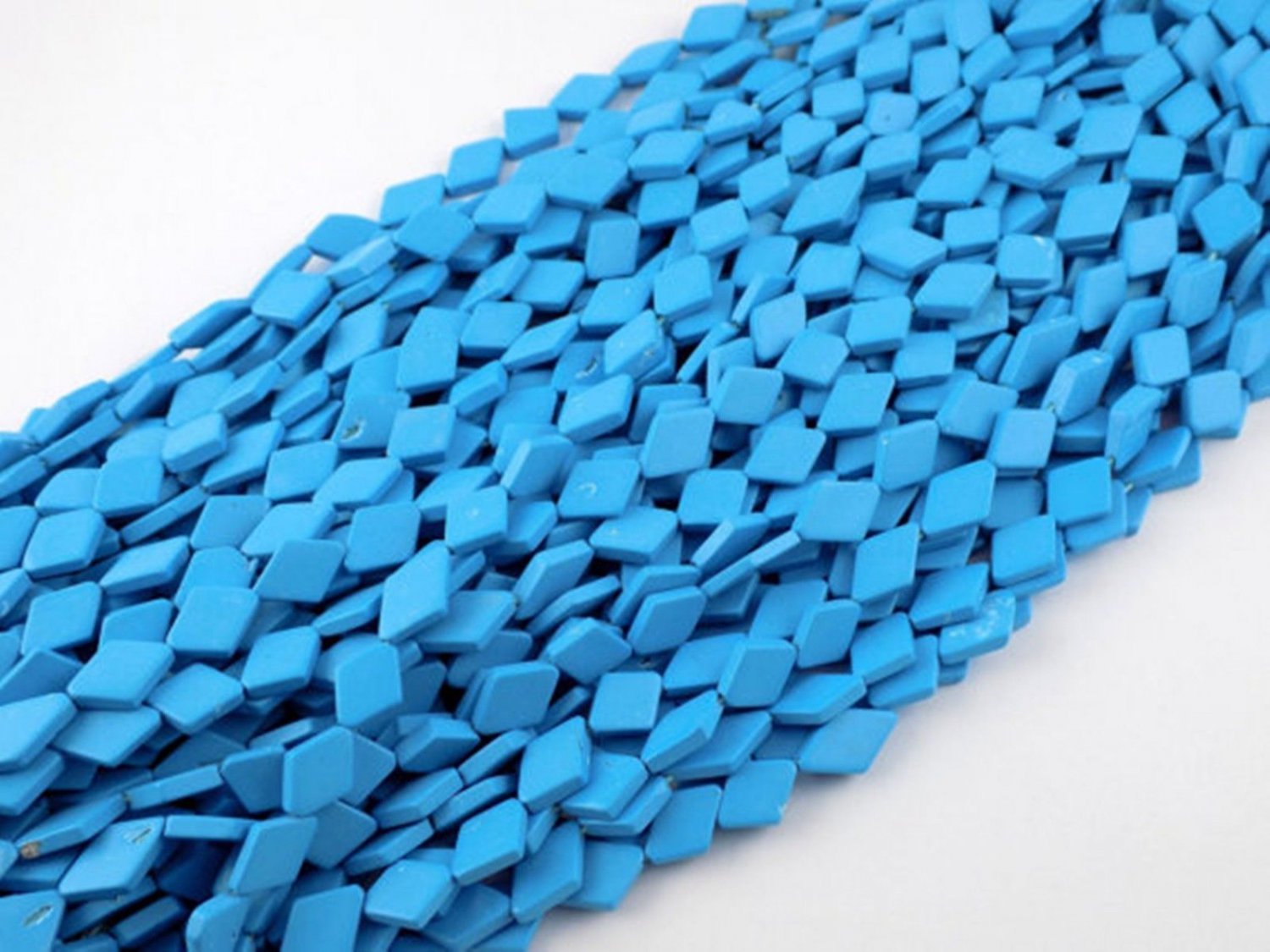 5 Strands Synthetic Turquoise 8x9-8x15mm Rhombus Shape Smooth Gemstone ...