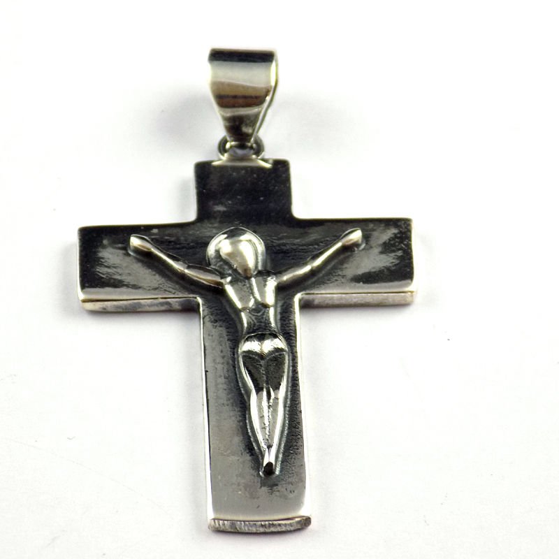 1 Pcs Jesus Christ Shape Cross Design 925 Sterling Silver Black Oxidize ...