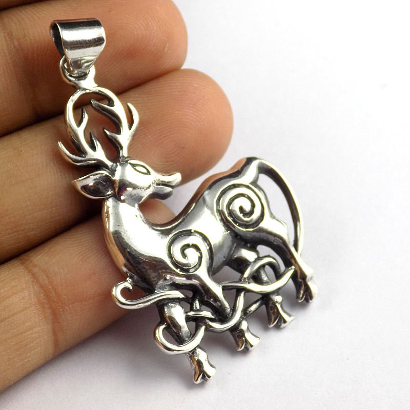 1 Pcs Beautiful Fancy Deer Shape 925 Sterling Silver Black Oxidize Pendant