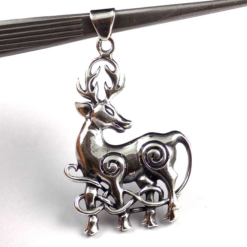 1 Pcs Beautiful Fancy Deer Shape 925 Sterling Silver Black Oxidize Pendant