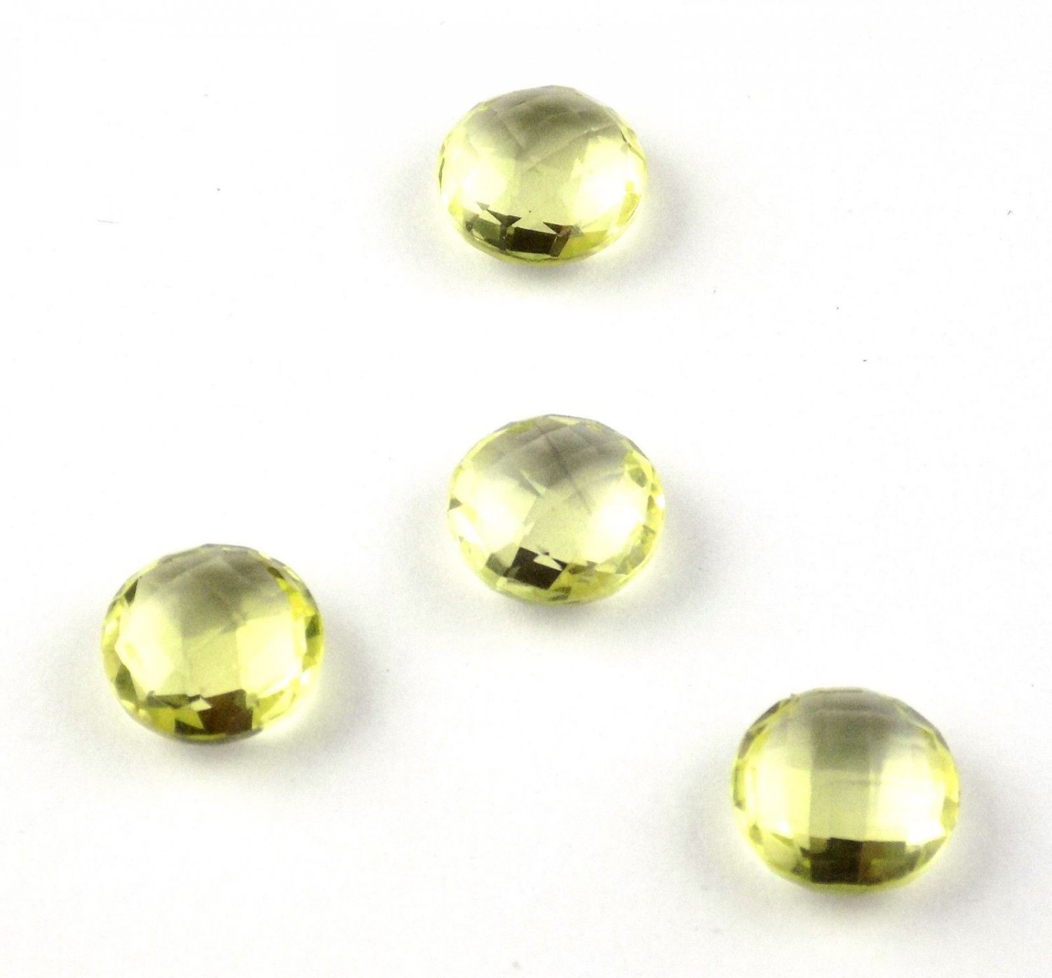 4 Pieces Natural Lemon Quartz Round 12mm 24.25Cts Faceted Checker Loose ...