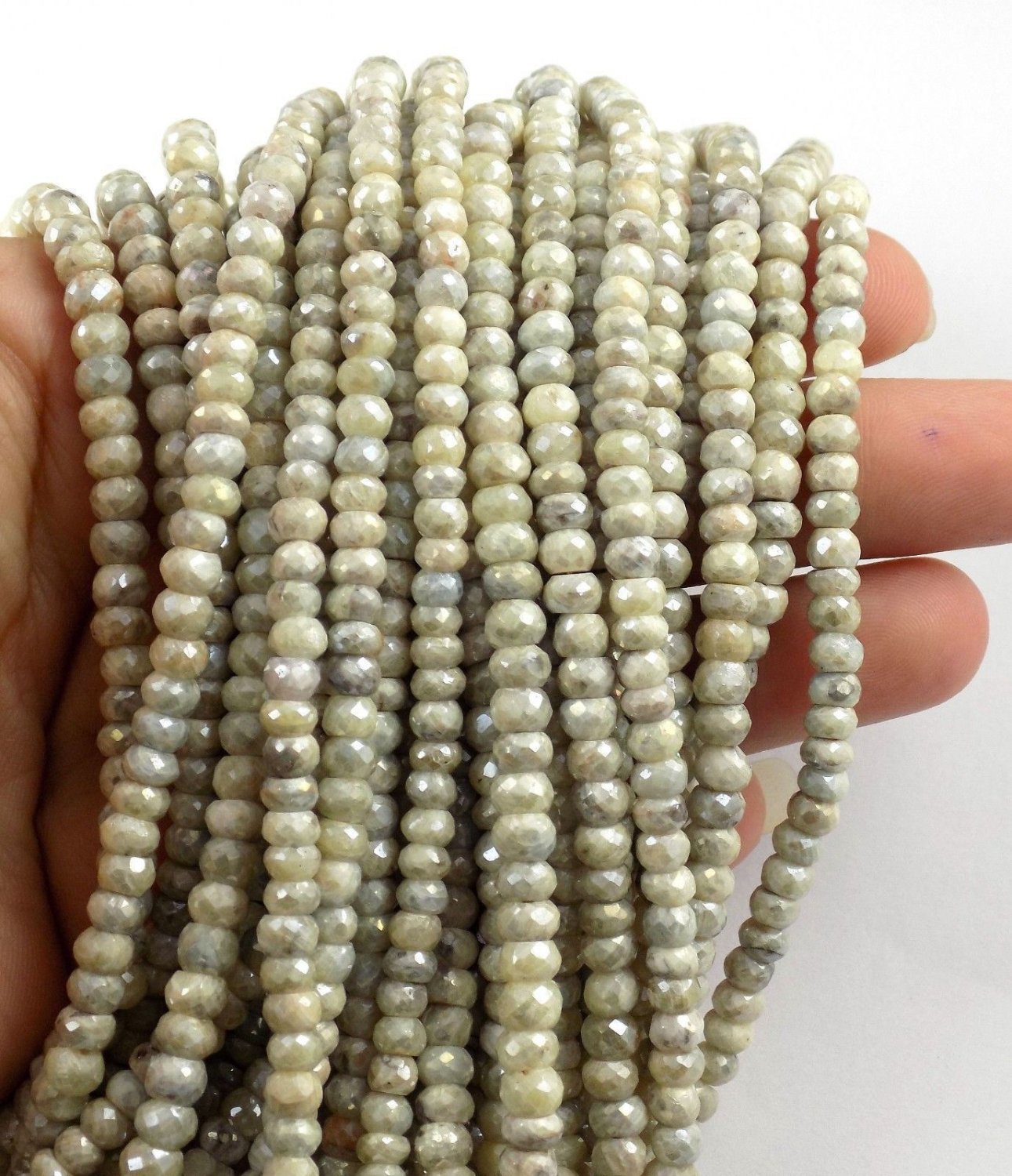 1 Strand Luster Silverite Sparkling Opaque Mystic Coated Gemstone 4-5mm ...