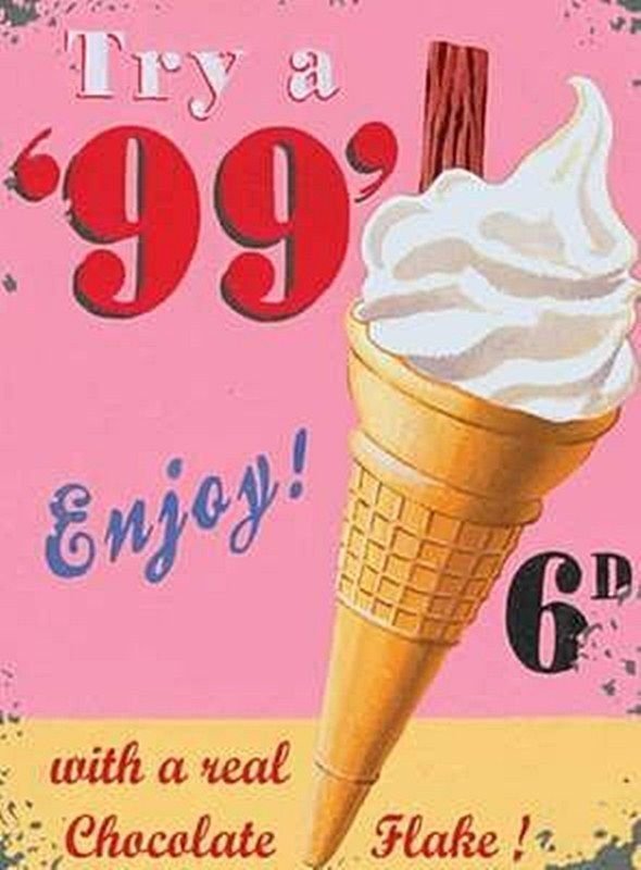 99 Ice Cream Cone, Vintage Shop Kitchen Cafe Food Old, Novelty Fridge ...