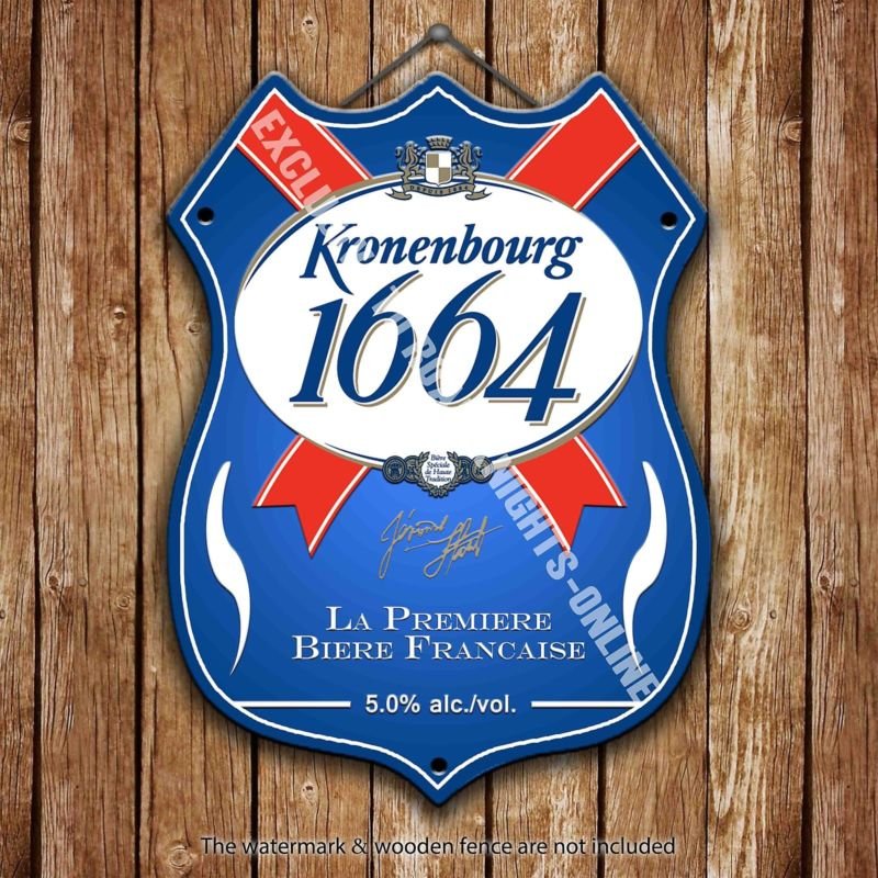 Kronenbourg 1664 Beer Advertising Bar Old Pub Metal Pump Badge Shield ...