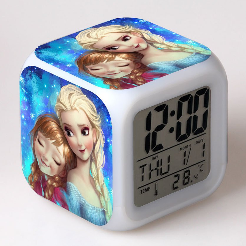 Anna and Elsa Frozen Disney #01 LED Alarm Clock for Gift