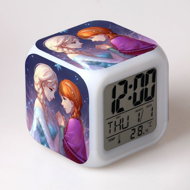 Anna and Elsa Frozen Disney #03 LED Alarm Clock for Gift