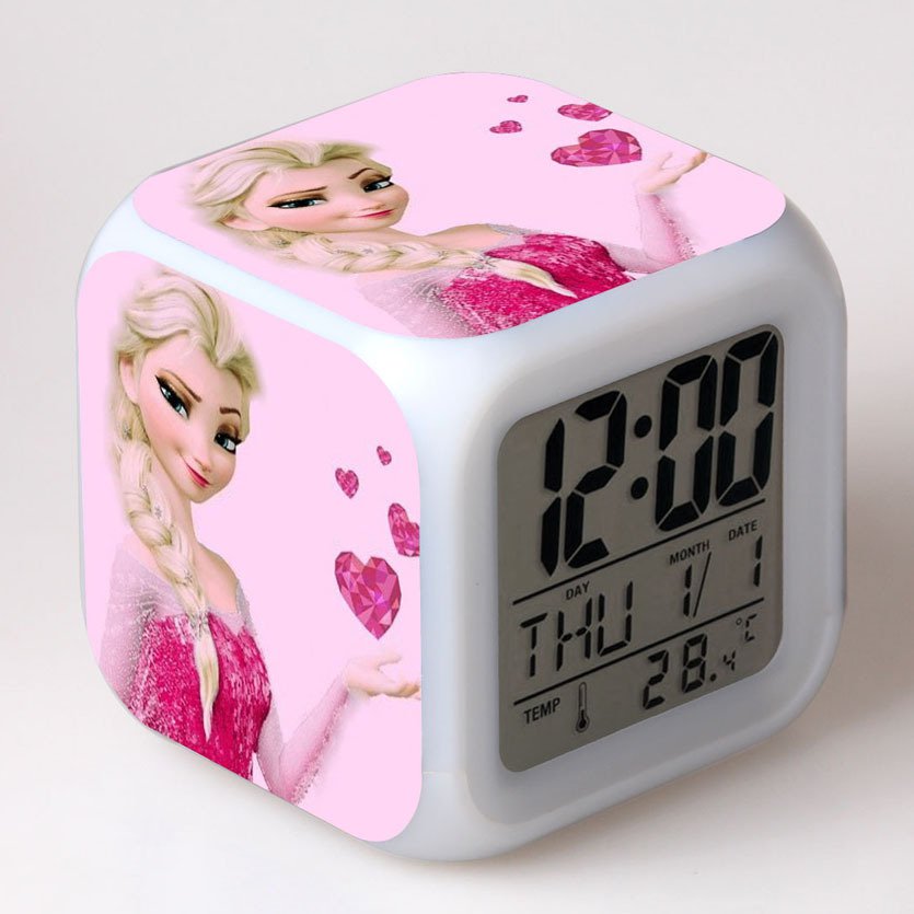 Anna and Elsa Frozen Disney #04 LED Alarm Clock for Gift