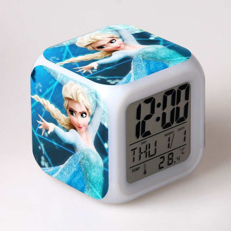 Anna and Elsa Frozen Disney #08 LED Alarm Clock for Gift