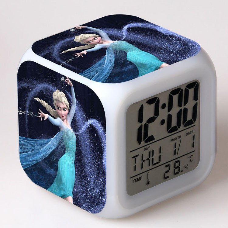 Anna and Elsa Frozen Disney #12 LED Alarm Clock for Gift