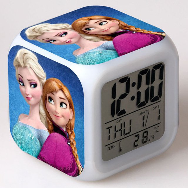 Anna and Elsa Frozen Disney #15 LED Alarm Clock for Gift