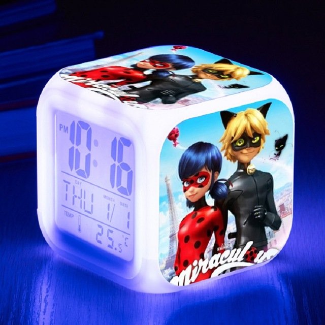 Miraculous Tales of Ladybug Cat Noir #01 LED Alarm Clock for Gift