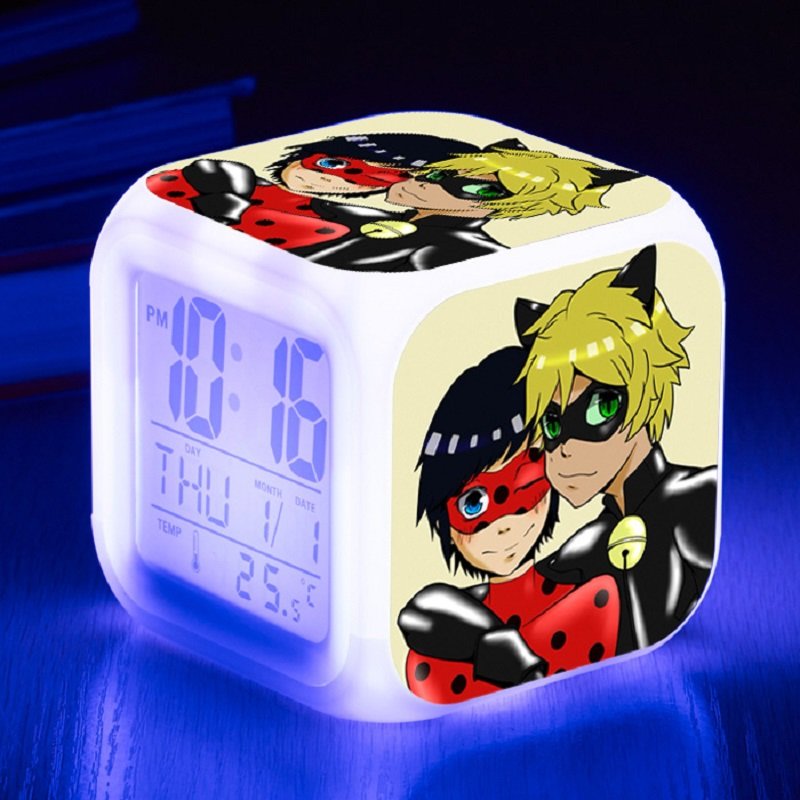 Miraculous Tales of Ladybug Cat Noir #06 LED Alarm Clock for Gift