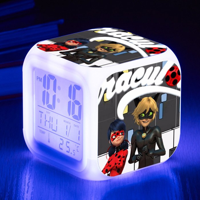 Miraculous Tales of Ladybug Cat Noir #07 LED Alarm Clock for Gift