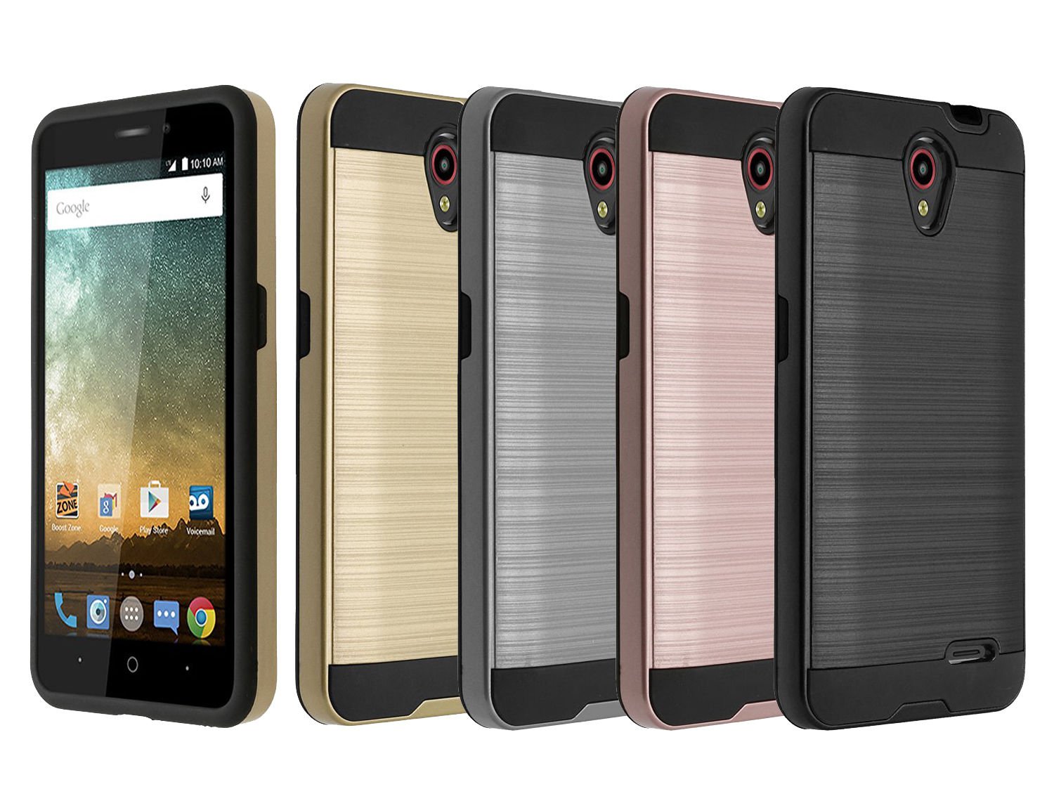 Brushed Metal Texture Hybrid Armor Protective Cover Cases for ZTE ...