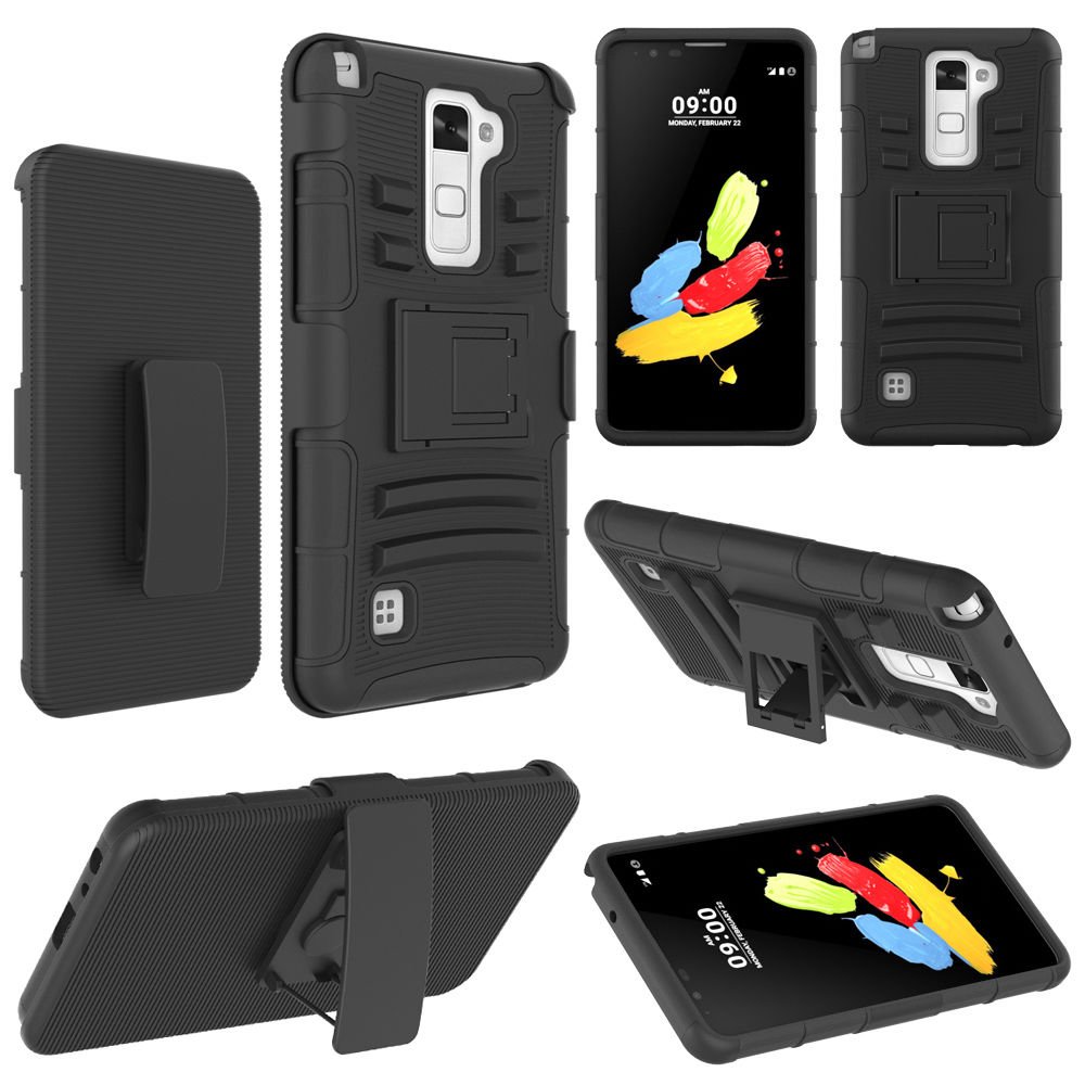 For LG Stylo 2 LS775 - Hybrid Armor Shockproof Stand Case Cover with Clip