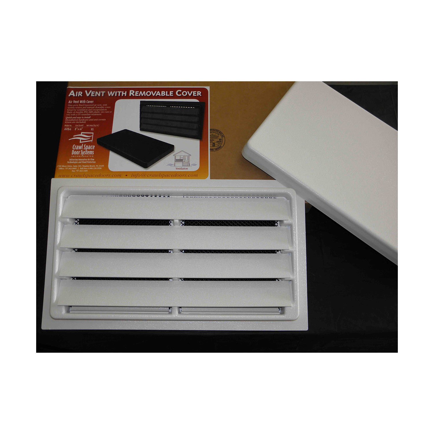 Manual Crawl Space Vent with Removable Cover and Vermin Screen - White ...