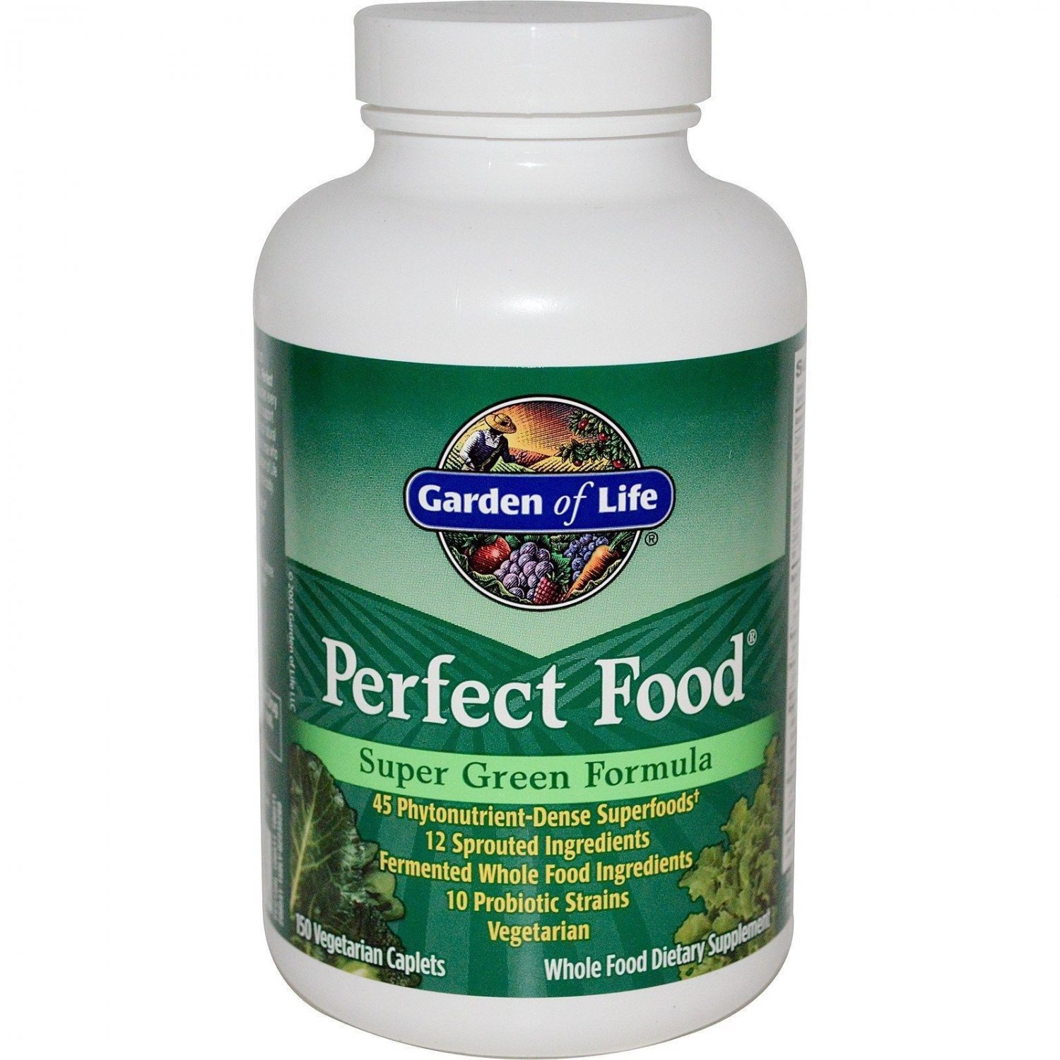 Garden of Life Perfect Food Super Green Formula 150 Vegetarian Caplets ...