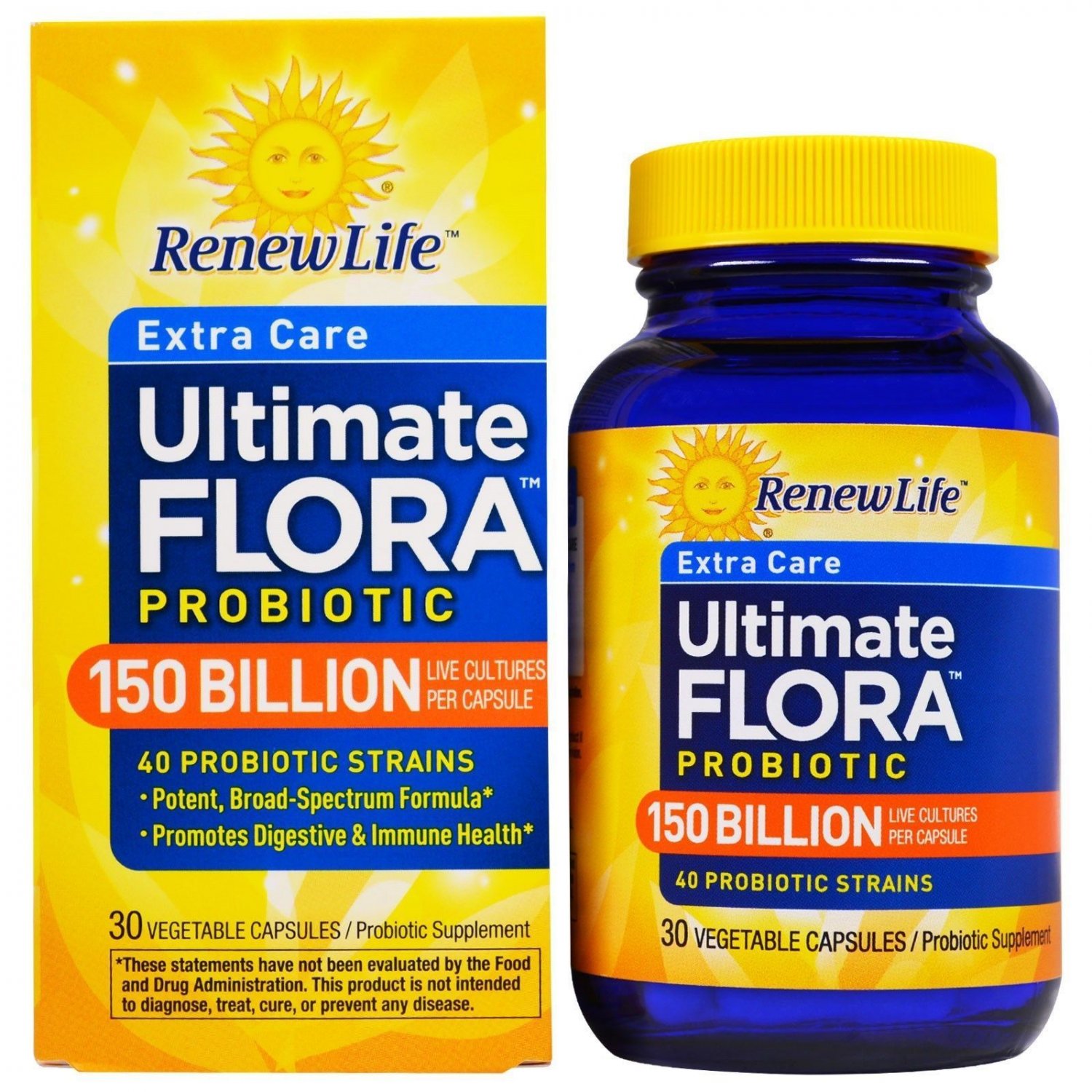 Renew Life Ultimate Flora Extra Care 150 Billion 30 Vegetable Caps FREE ...
