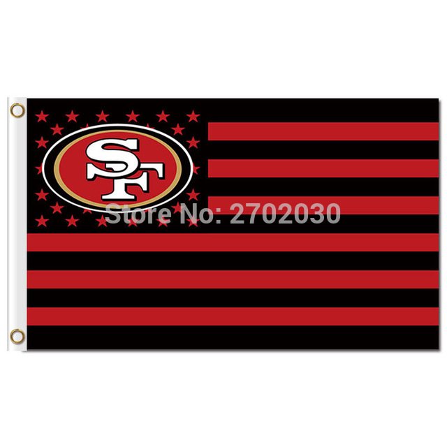 San Francisco 49ers Logo Flag With Stripes 3ftx5ft Banner 100D Polyester