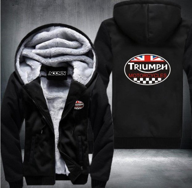 GREAT BRITAIN TRIUMPH MOTORCYCLE Thicken Fleece Zip up Hoodies men ...