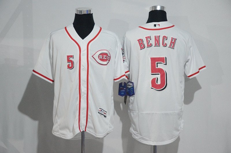 5 Johnny Bench Men Stitched Jersey Size S to 3 XL white