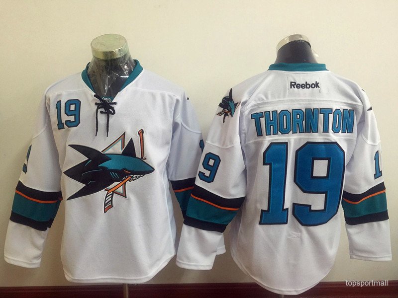 19 Joe Thornton Stitched Jersey Size S to 3 XL white