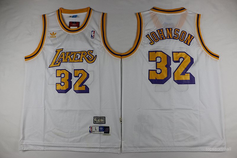 32 Magic Johnson Stitched Jersey Size S to 3 XL white